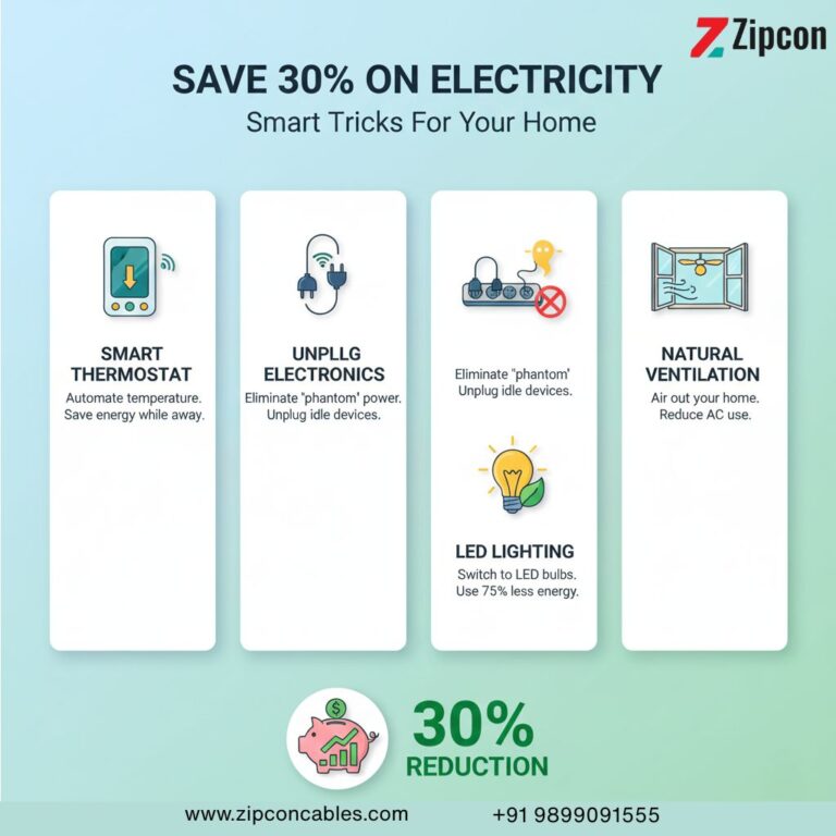 How to Reduce Electricity Bill by 30% Using Smart Tricks - Zipcon Cables